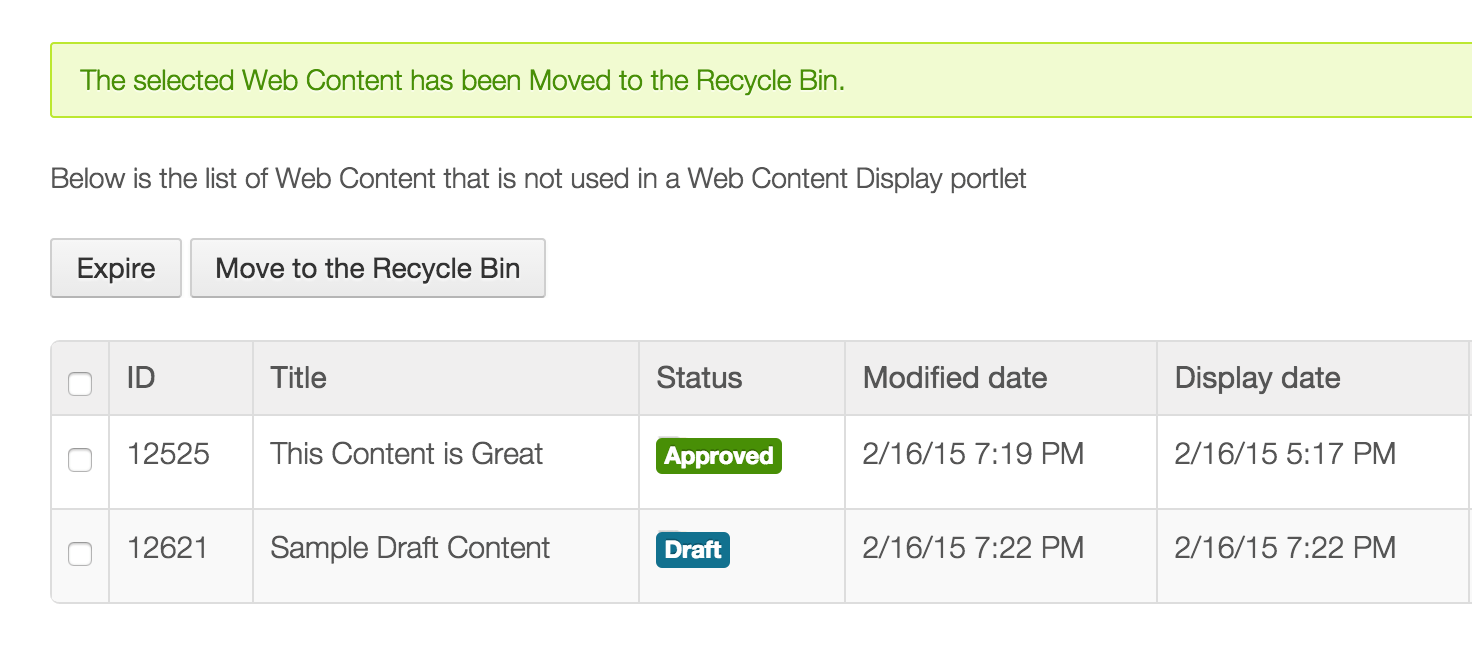 Unused Web Content Portlet | XTIVIA